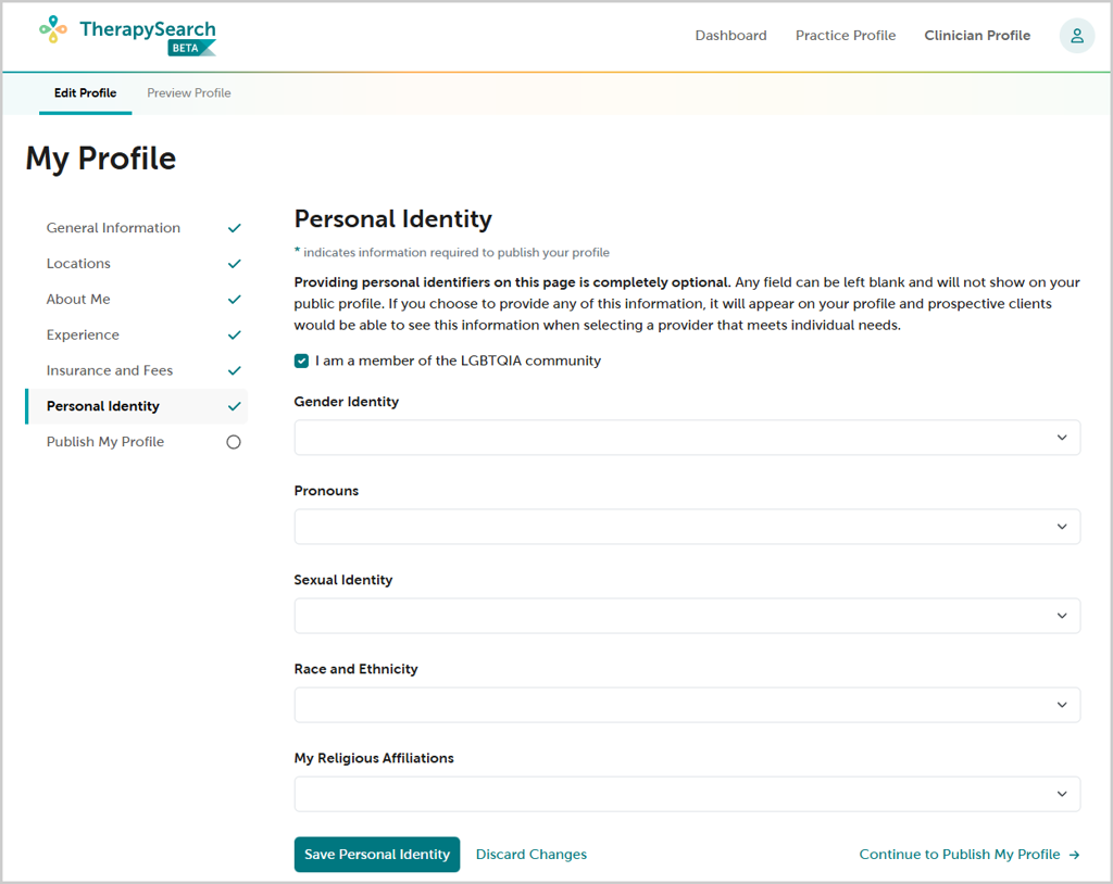 Creating a Clinician Profile on TherapySearch – TherapyNotes